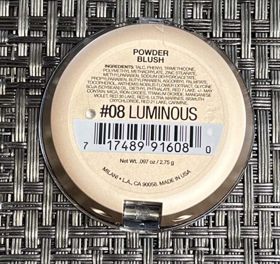 Milani POWDER BLUSH Richly Pigmented Powder 08 LUMINOUS Peach Gold ...