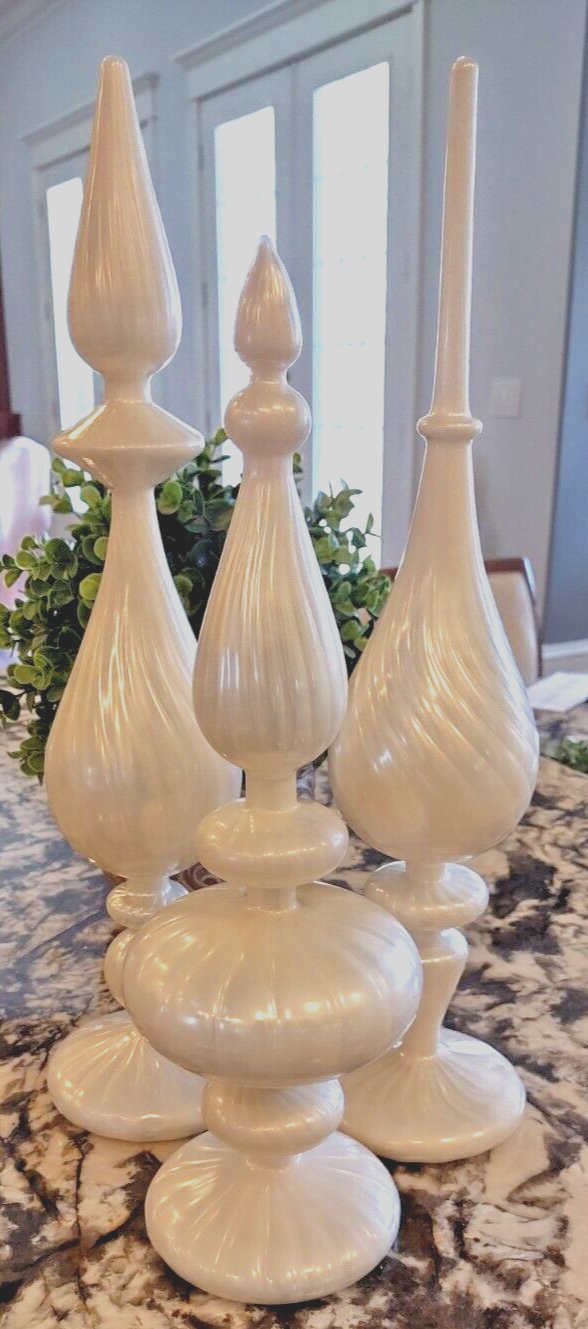 Set/ 3 Pearlized Finish Glass Finials by Valerie Parr Hill Easter ...