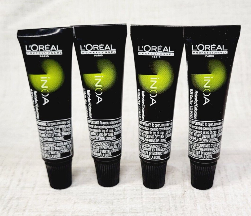 L'oreal INOA Ammonia Free Permanent Hair Color Dye 4 x .28 oz Tubes ~ 6 ...