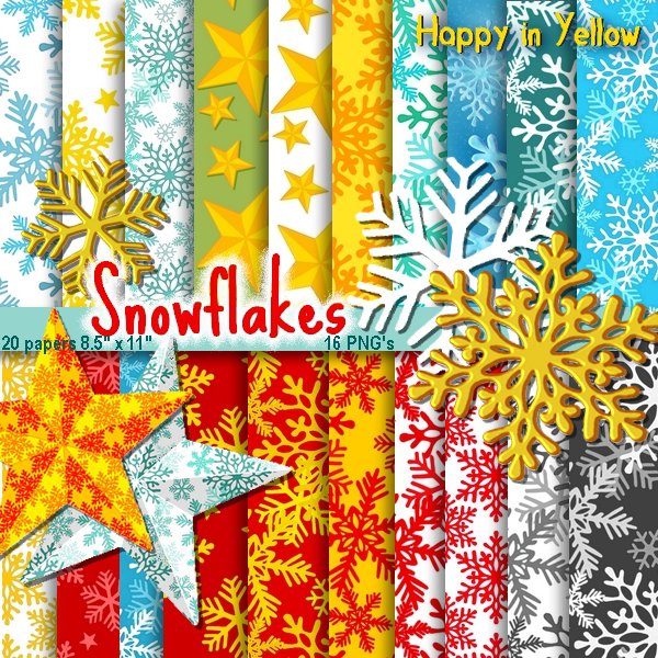 Snowflakes, digital paper & clip art, Winter, Christmas, digital ...