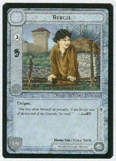 Middle Earth Bergil Uncommon Wizards Limited Black Border Game Card