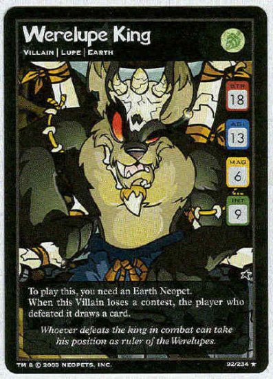 Neopets #92 Werelupe King Rare Game Card Unplayed