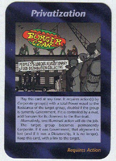 Illuminati Privatization New World Order Game Trading Card