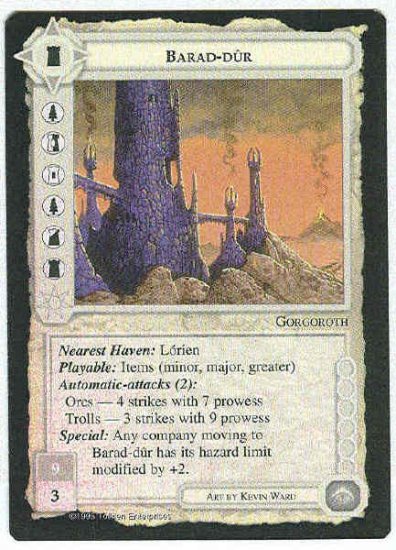 Middle Earth Barad Dur Wizards Limited Rare Game Card 