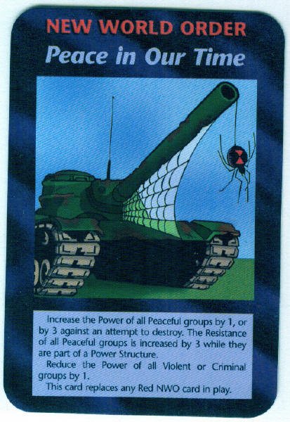 Illuminati Peace In Our Time New World Order Game Card