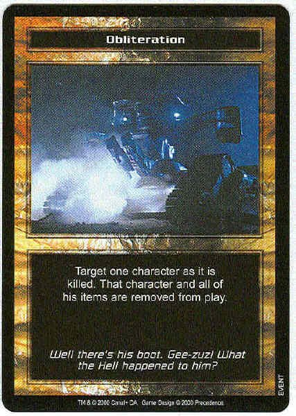 Terminator CCG Obliteration Rare Game Card Unplayed