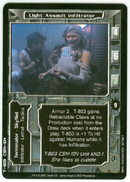 Terminator CCG Light Assault Infiltrator Game Card Unplayed