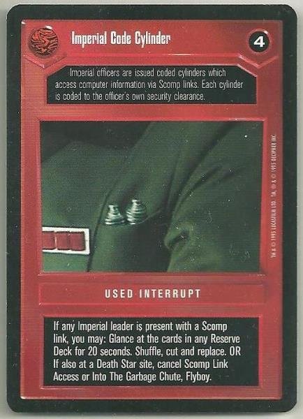 Star Wars CCG Imperial Code Cylinder DS Limited Game Card Unplayed