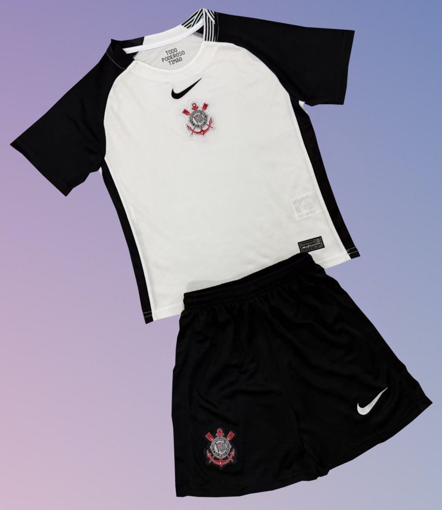 Kids Corinthians Paulista Home Youth Kit 2025-2026 Jersey Shirt Soccer ...