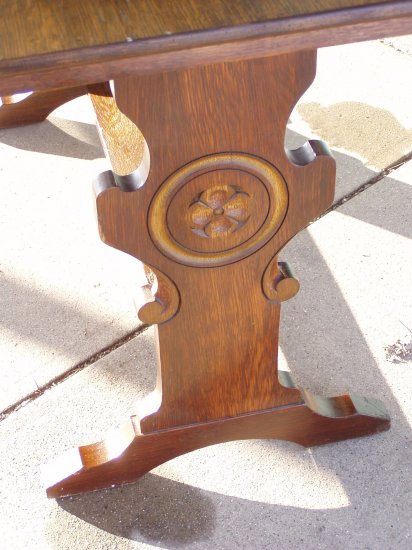 Limbert style mission arts&crafts oak trestle table