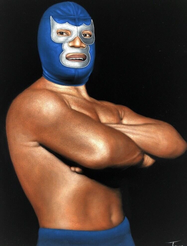 Blue Demon Mexican wrestling lucha libre legend black velvet oil ...