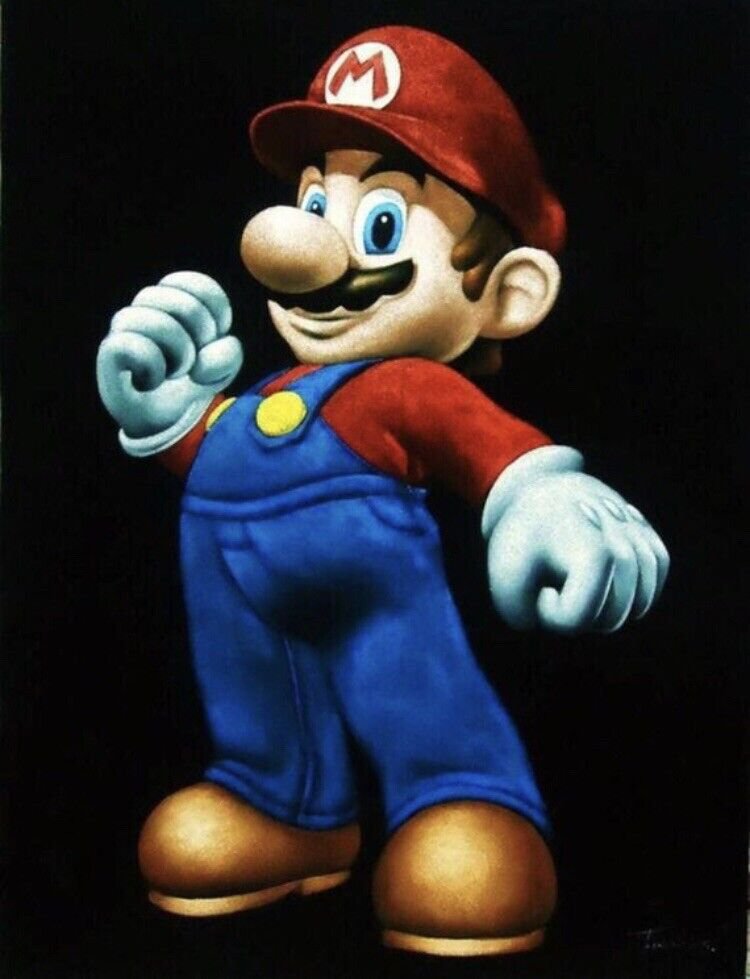 Nintendo Super Mario Bros. black velvet oil painting hand painted ...