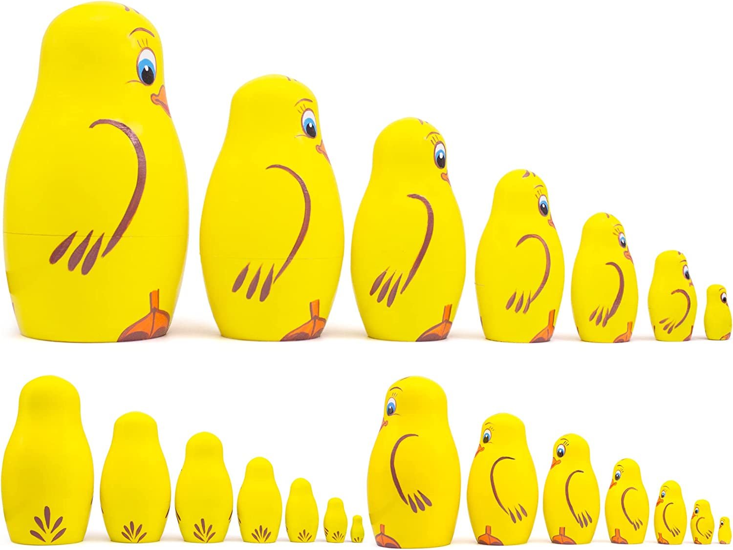 Duck Nesting Dolls Set of 7 Pcs - Educational Duck Toys - Yellow Wooden ...