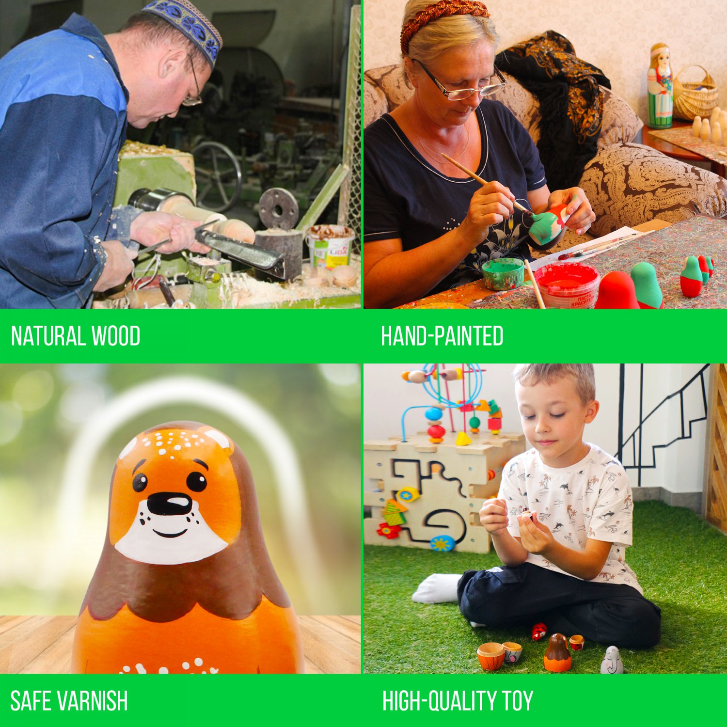 Exotic Animals Nesting Dolls 5 pcs - Wooden Stacking Animals - Zoo ...