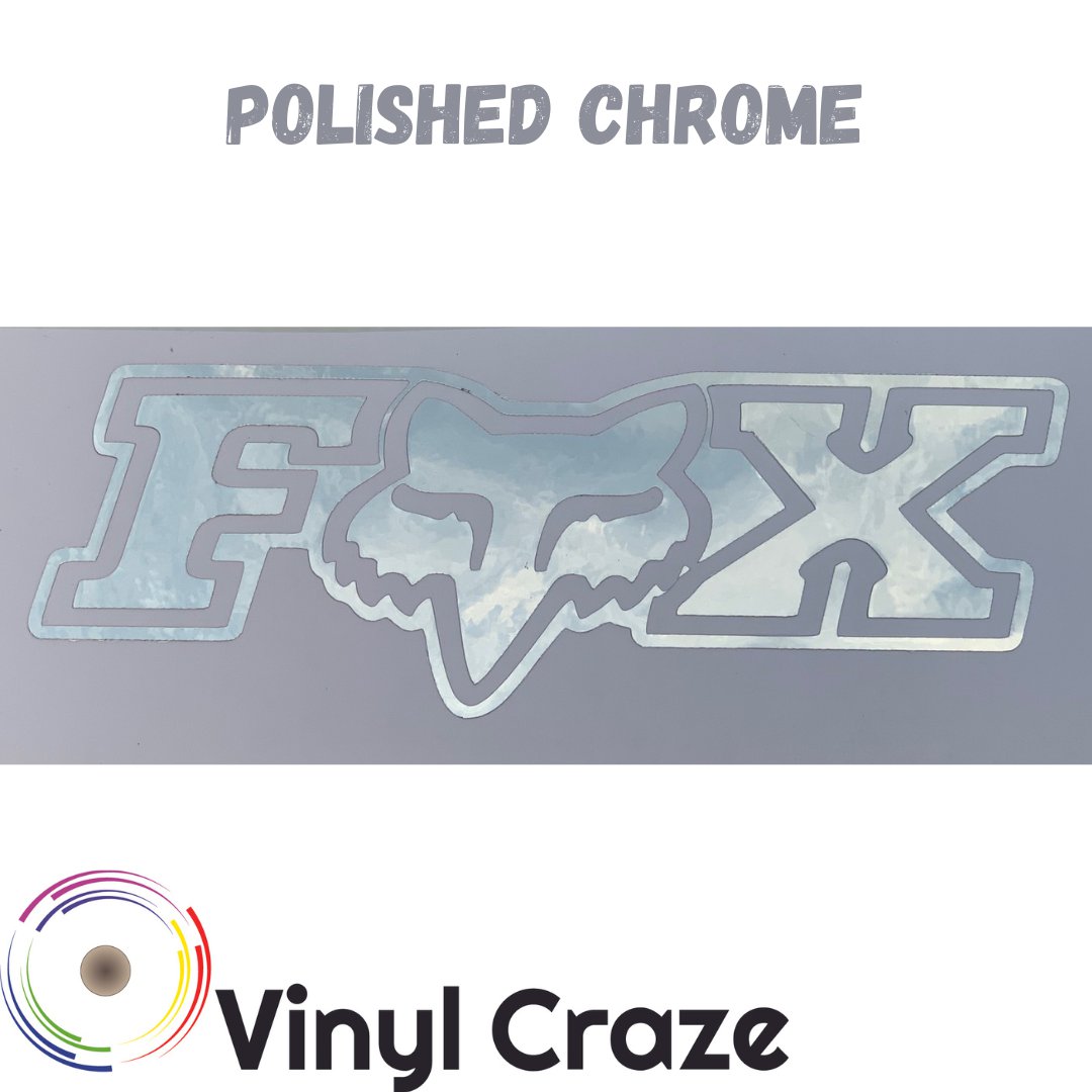FOX Racing Vinyl Decal in POLISHED or BRUSHED CHROME w/ FREE SHIPPING!!!