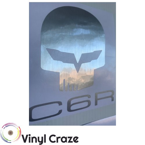 Chevrolet Corvette Jake Skull C6R Decal in Chrome Vinyl w/ Free Shipping!