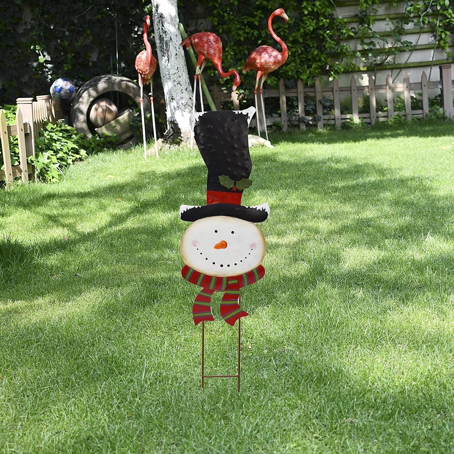 Blinking Nose Snowman Garden Stake Christmas Outdoor Stake Decor ...