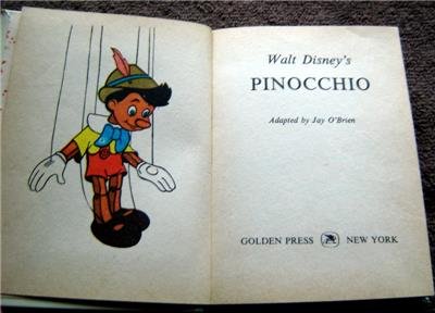 Disney's Pinocchio Book Golden Star Library 1967 # 6071