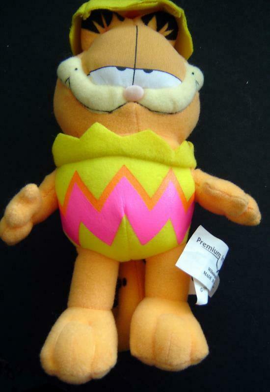 GARFIELD the Cat PLUSH Toy Figure in Yellow Easter Egg Outfit Suction ...