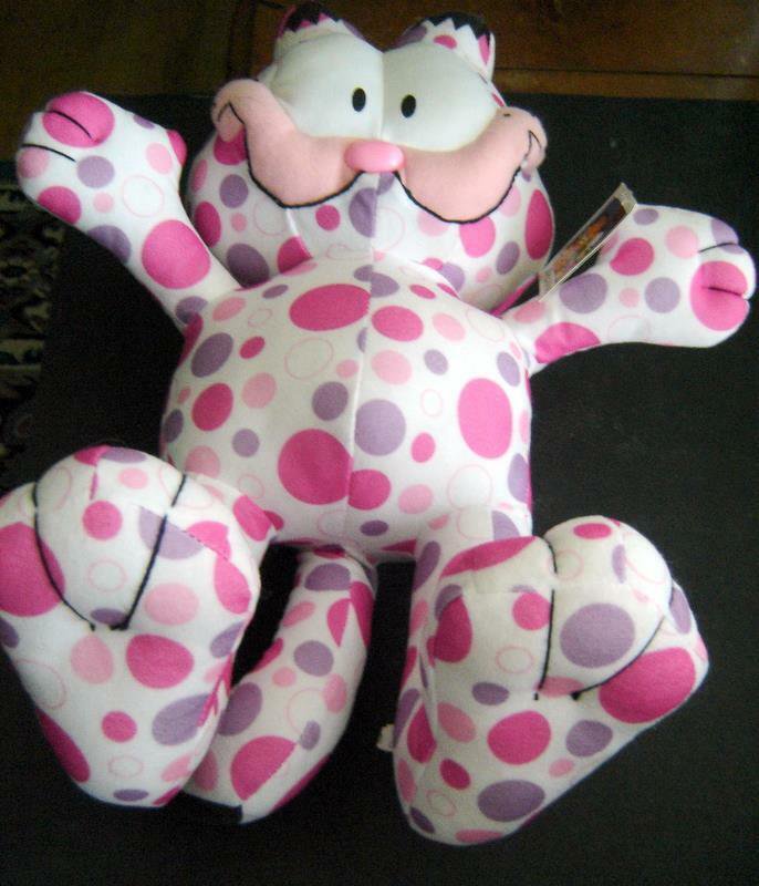 GARFIELD the Cat Stuffed Animal Plush PINK POLKA DOTS 15" Tall RARE ...