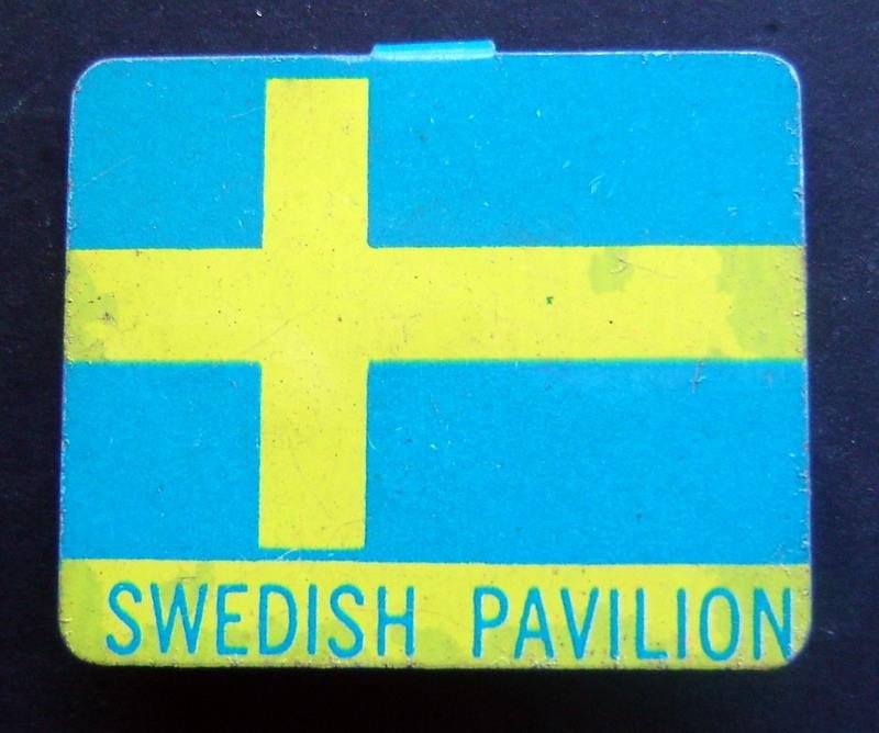 1964-65 New York Worlds Fair SWEDISH Pavilion Fold Back PIN Sweden Flag ...