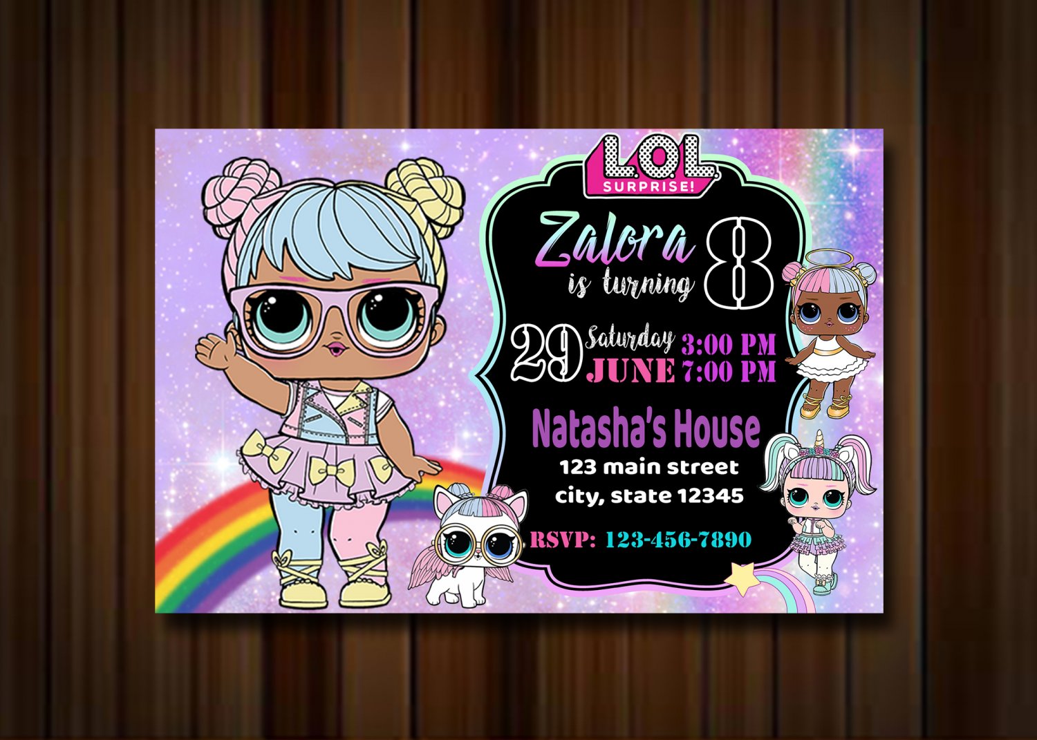 Birthday Invitation, Lol Doll Invitations