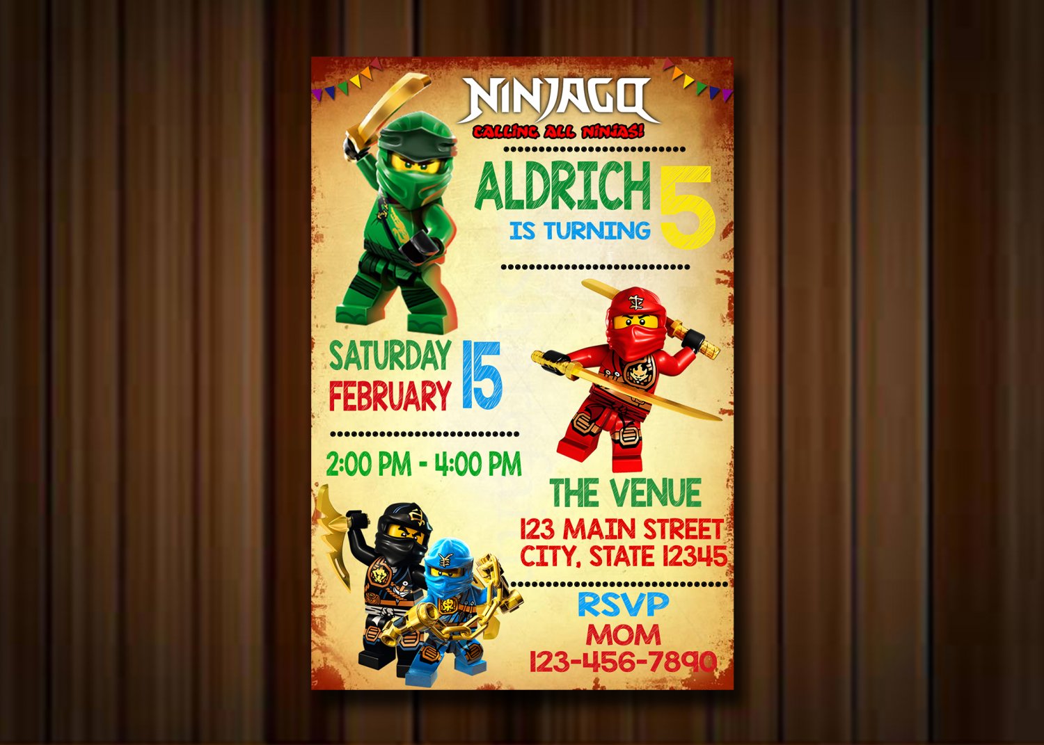 Ninjago Invitations. Ninja go Birthday Invitation, Party Invite ...