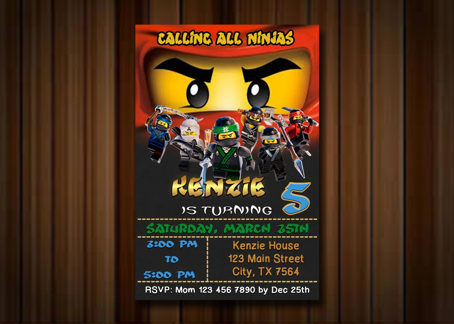 Ninjago Invitations. Ninja go Birthday Invitation, Party Invite ...