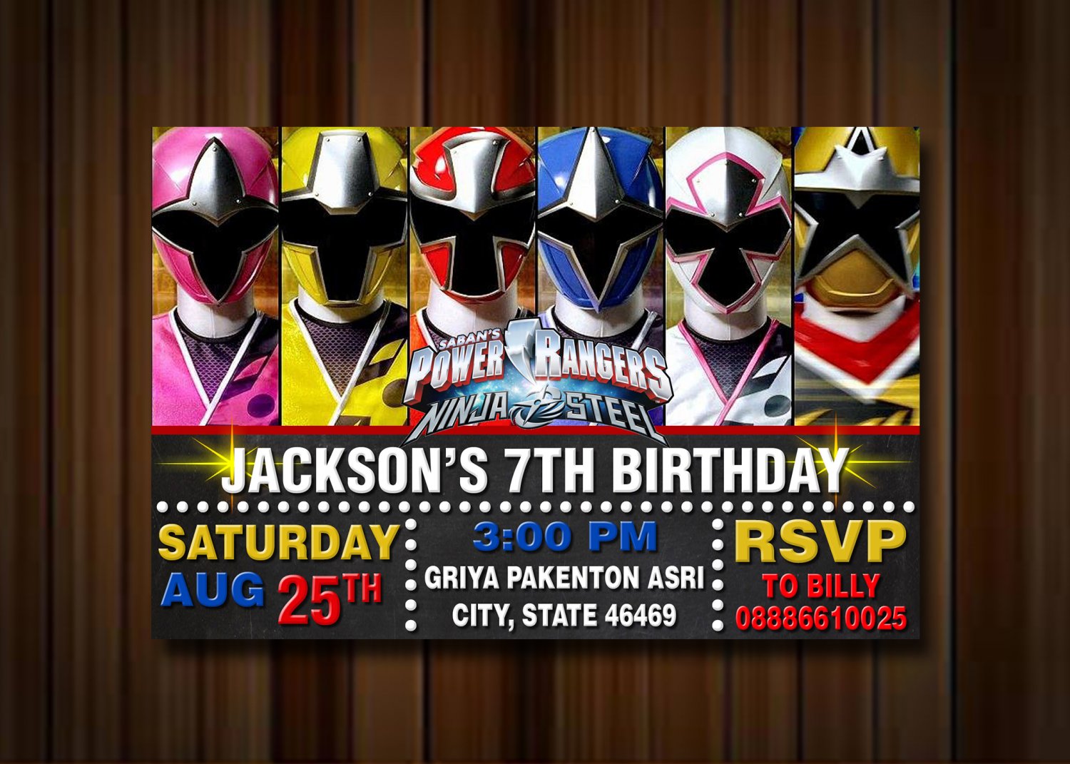 Power Rangers Invitations, Birthday party, digital invites