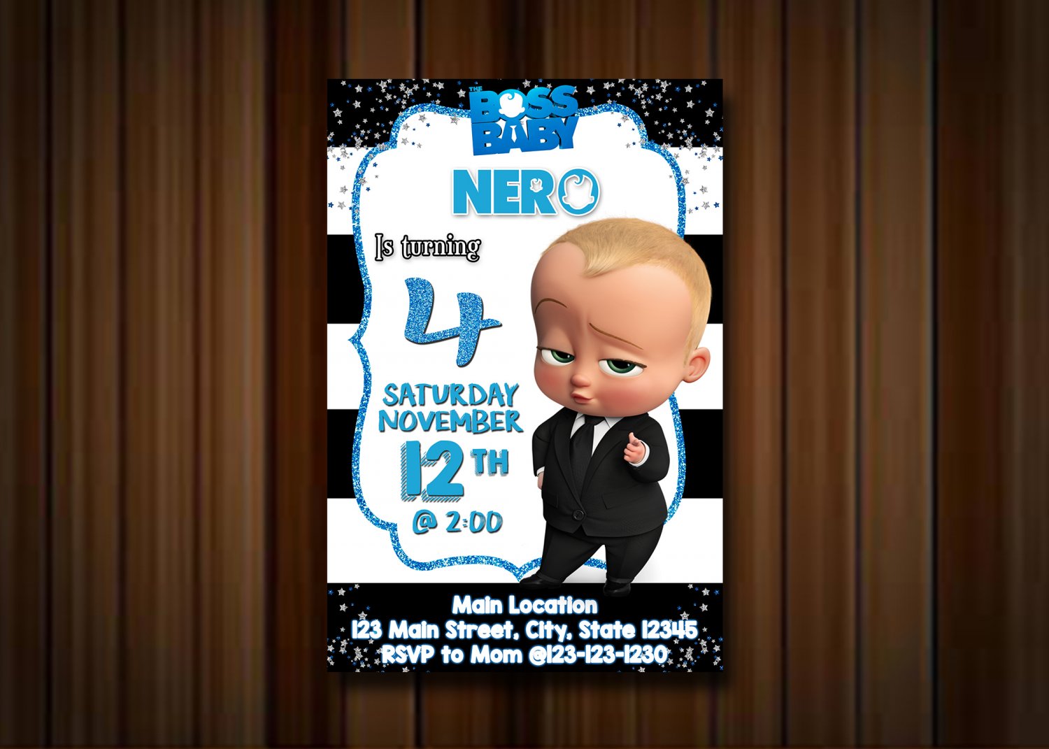 Boss baby Invitations, Boss baby Birthday party, digital invites