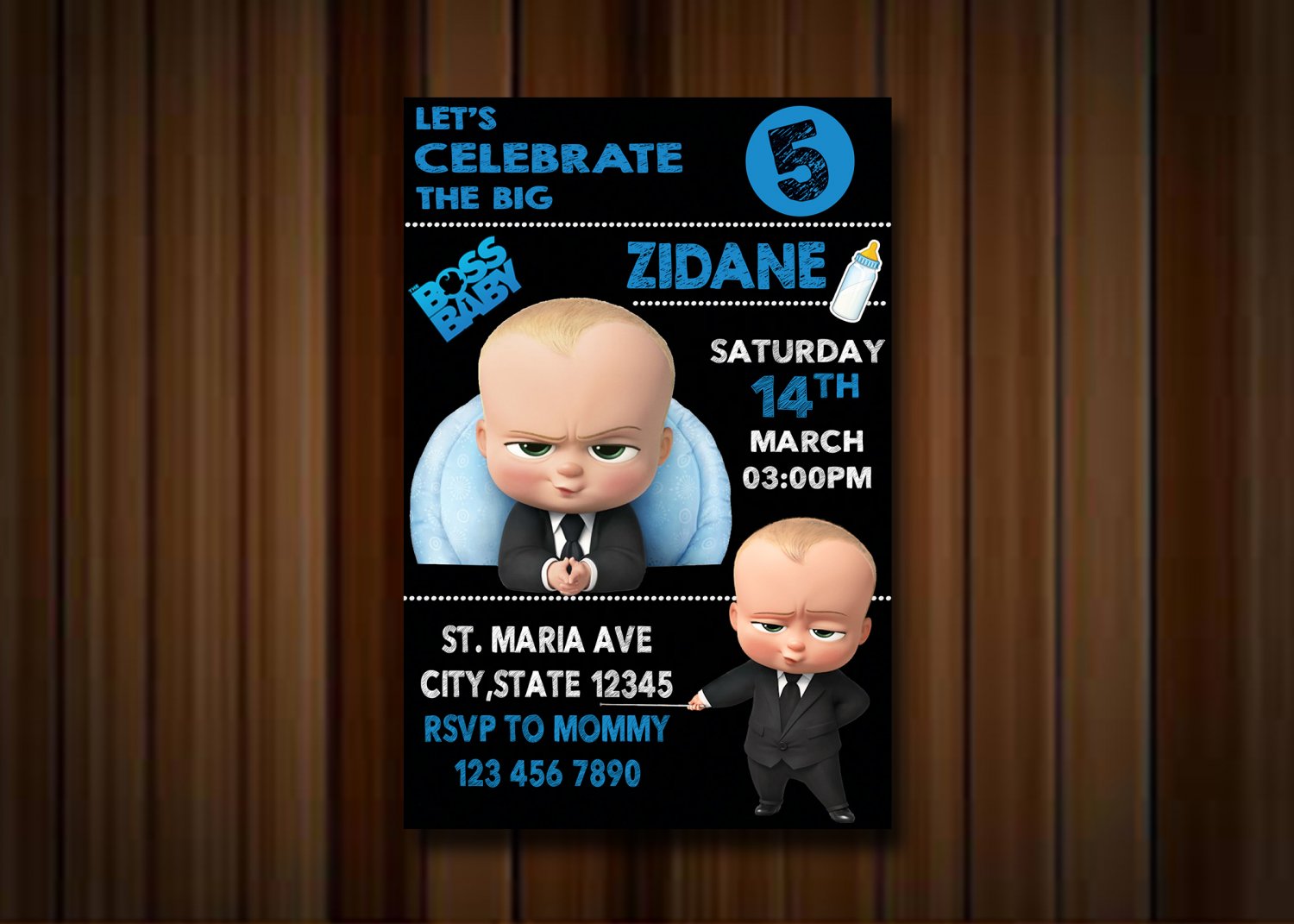 Boss baby Invitations, Boss baby Birthday party, digital invites