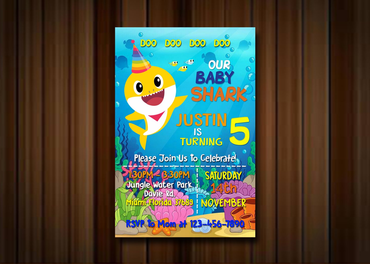Baby Shark Invitations, Baby Shark Birthday party, digital invites