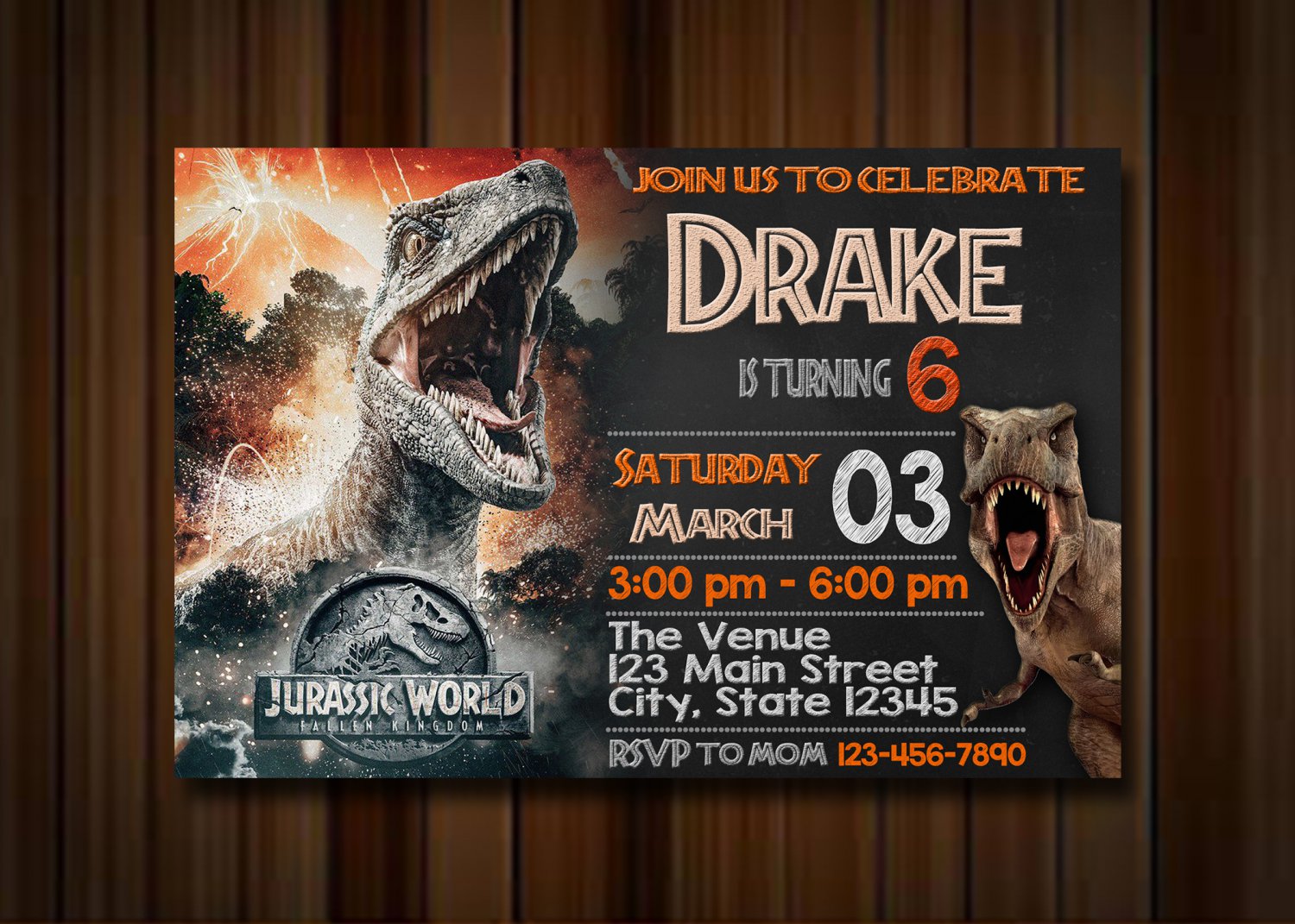 jurassic park invitation, Jurassic World, Jurassic World Birthday Invitation