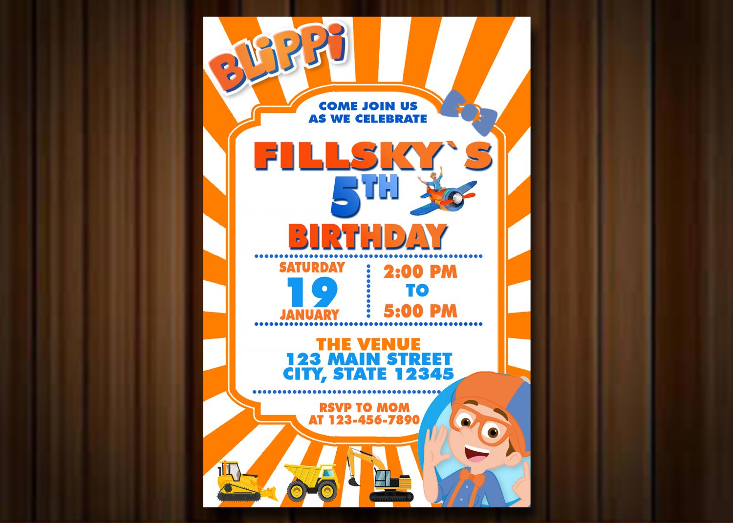 Blippi birthday, birthday invitation, Blippi party theme, kids birthday ...
