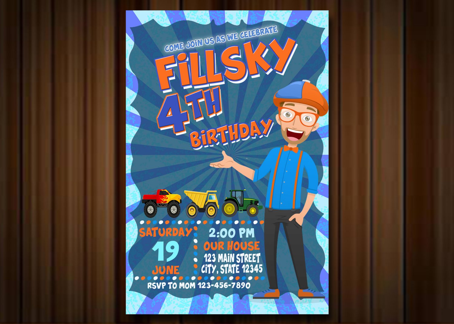 Blippi birthday, birthday invitation, Blippi party theme, kids birthday ...