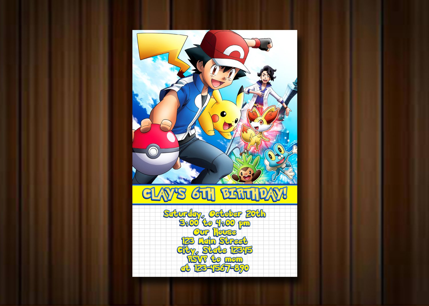 Pikachu Birthday Invitation, Pokemon Birthday Invitation, Digital Kids ...