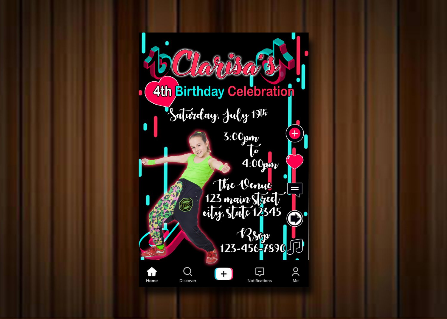 Tiktok Birthday Invitation, tik tok invite, tiktok, music party