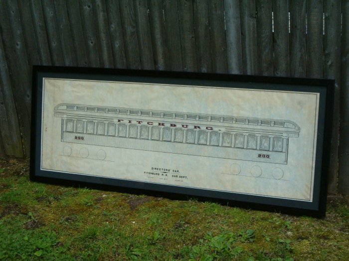 Old Railroad Car Drawing for the Fitchburg Railroad