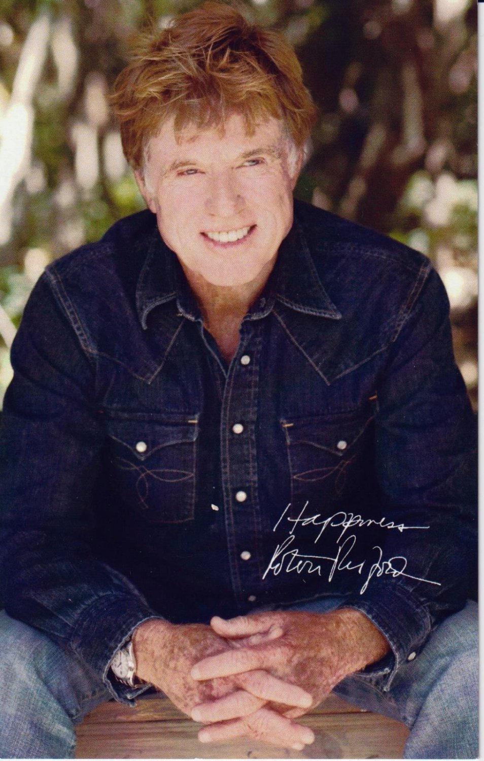 Robert Redford late great actor "Happiness" wishes Autograph Postcard