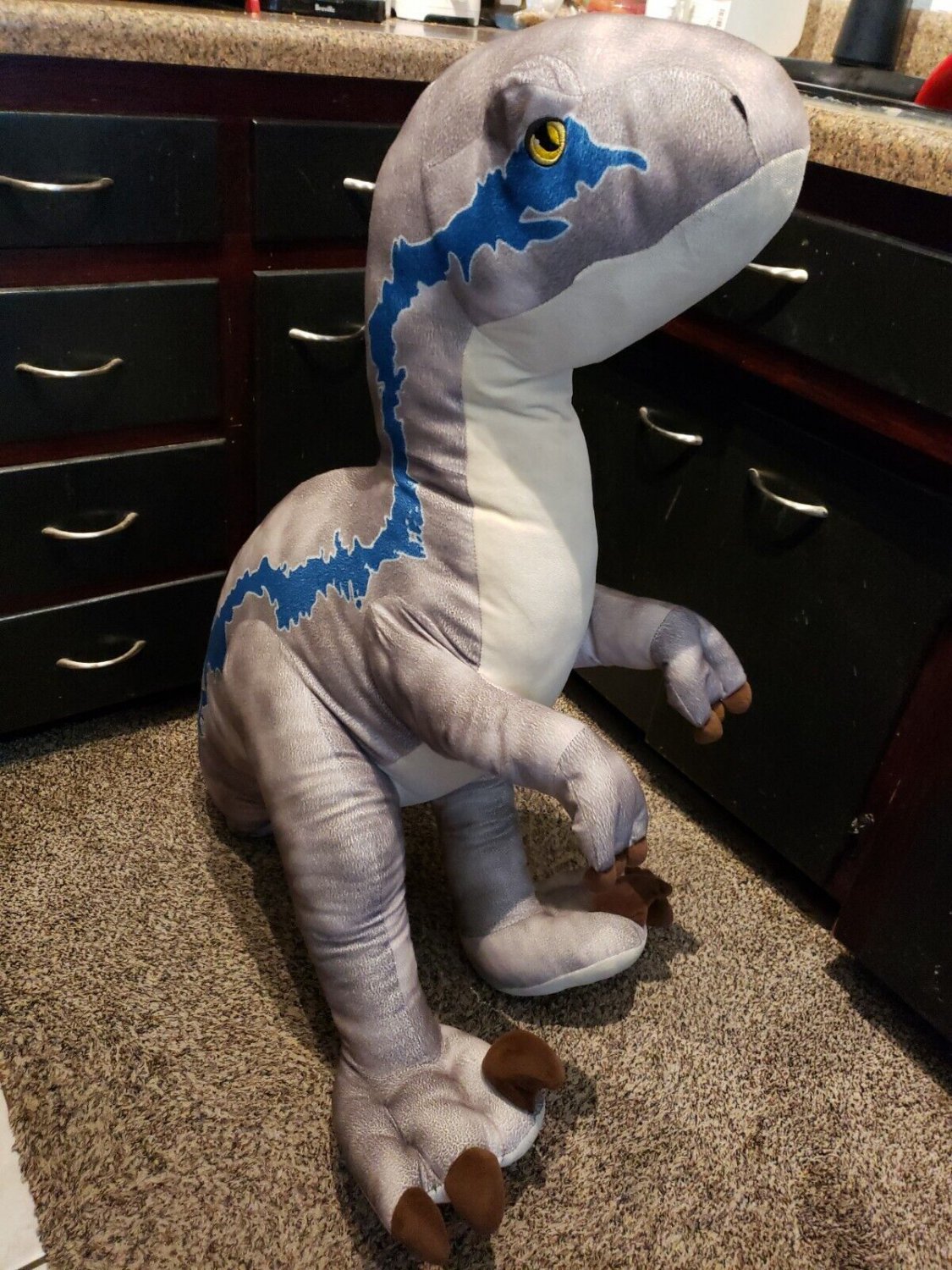 Gigantic Jurassic World Raptor Blue Stuffed Plush Velociraptor Jumbo XL ...