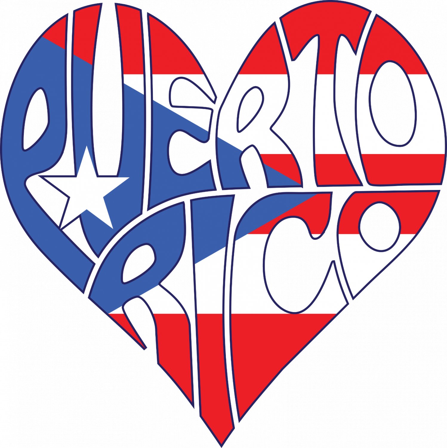 Puerto Rico Word Art with Flag, Heart Vinyl Decal Sticker Waterproof