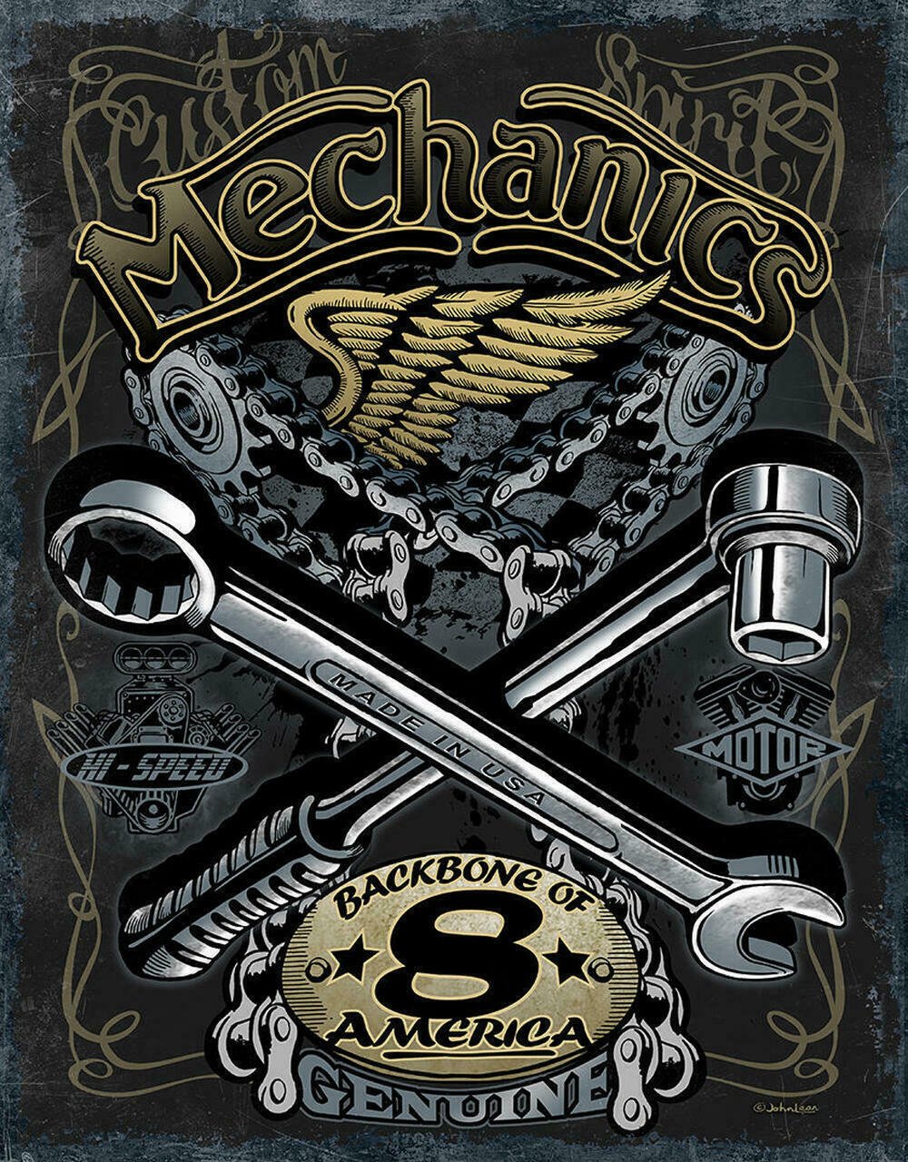 Mechanics Backbone of America Vinyl Decal Sticker Waterproof