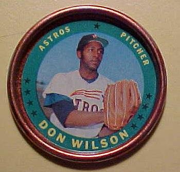 1971 Topps baseball metal coin #41 Don Wilson Houston Astros EX
