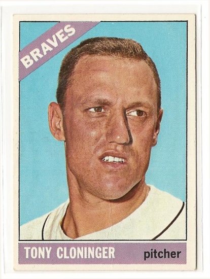 1966 Topps baseball card #10 Tony Cloninger VG (light crease) Atlanta ...