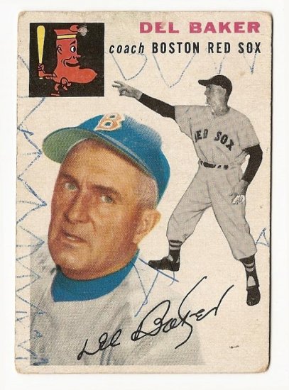 1954 Topps baseball card #133 Del Baker fair condition Boston red Sox