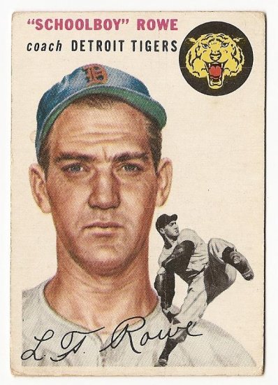 1954 Topps baseball card #197 (B) Schoolboy Rowe VG/EX Detroit Tigers