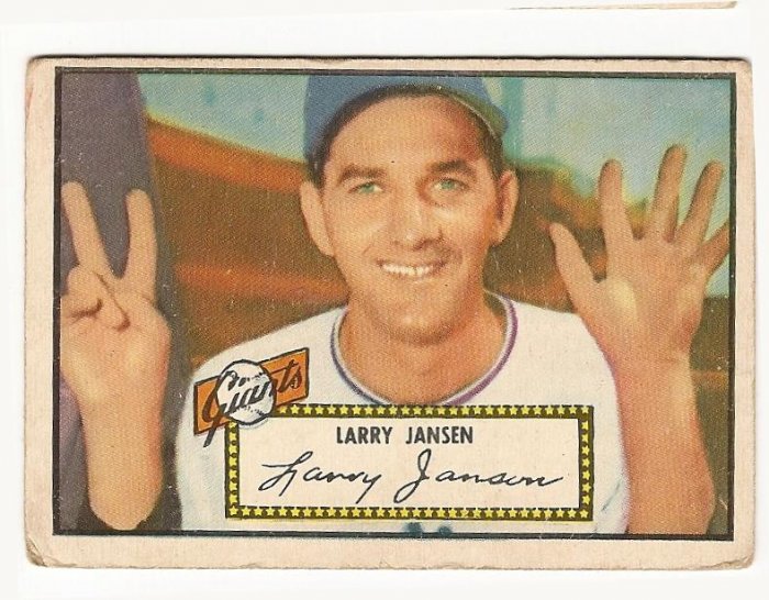 1952 (original) Topps baseball card #5 (B) Larry Jansen good red back