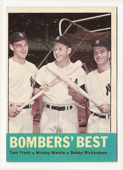 1963 Topps baseball card #173 Bomber's Best - Mickey Mantle, Tom Tresh ...