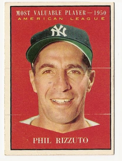 1961 Topps baseball card #471 Phil Rizzuto MVP VG (very very light ...