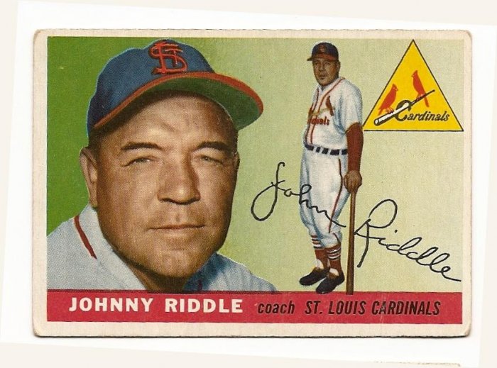 1955 Topps baseball card #98 (D) Johnny Riddle good St. Louis cardinals